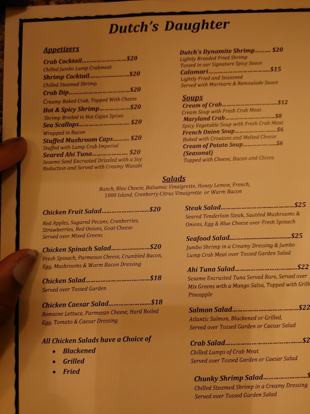 Dutch’s Daughter Menu, Hours, Prices & Location | Fine Dining Frederick, MD